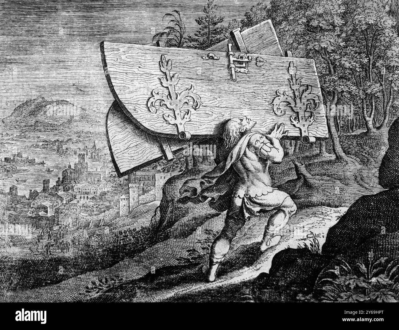 SANSON. JUEZ DE LOS HEBREOS. ILUSTRACION DE " LA BIBLIA SACRA " DE ...