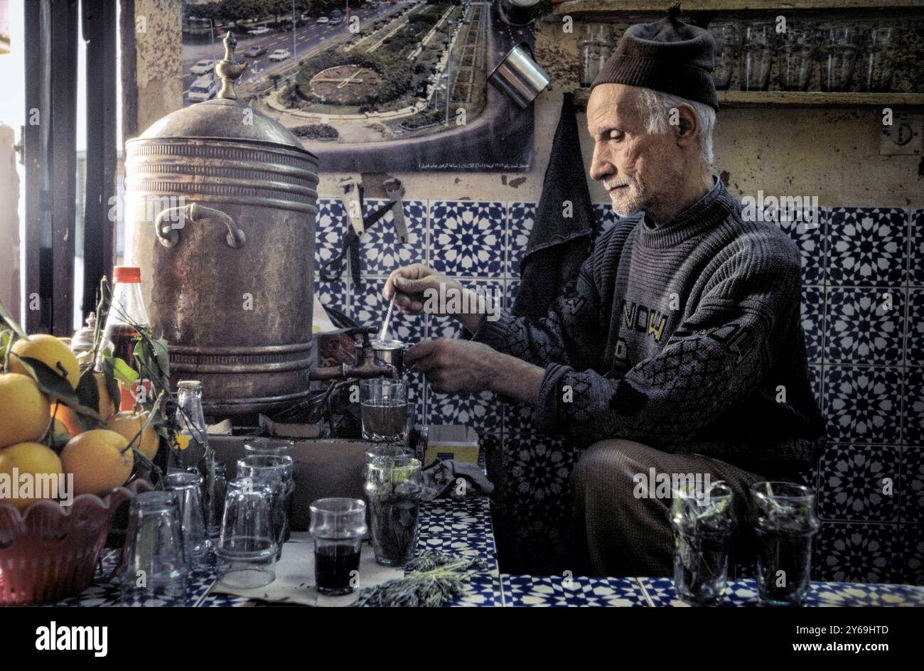 Traditional tea, mint tea,, Fes el Bali. Fez. Imperial City. Morocco ...