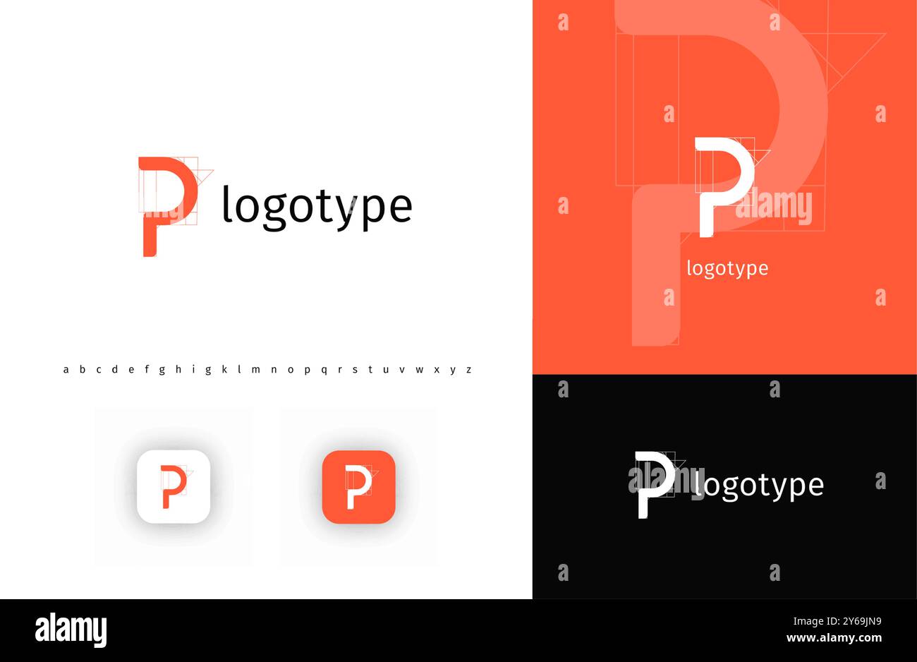 Geometric letter P monogram, minimalistic logo for architectural ...