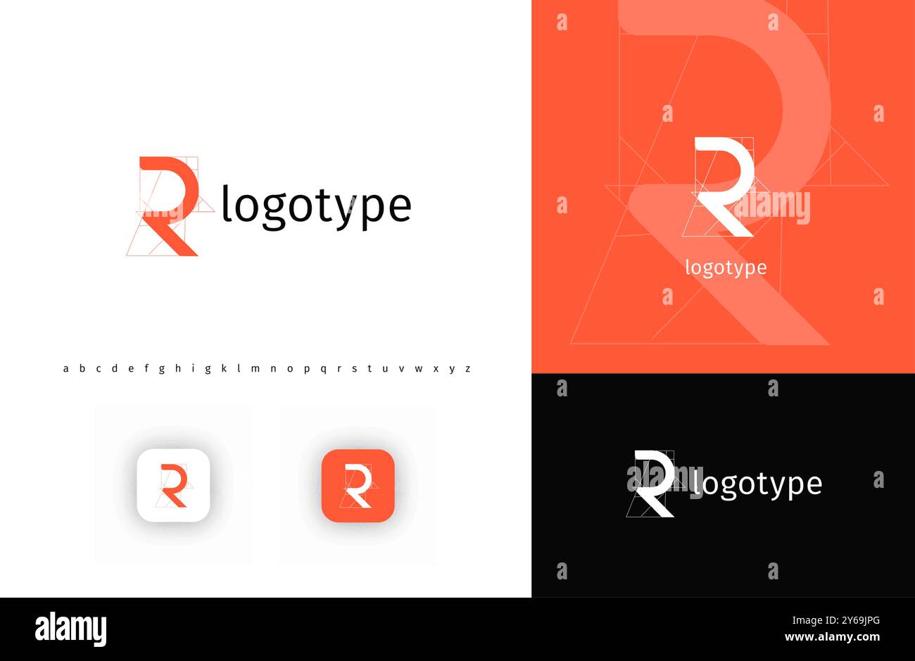 Geometric letter R monogram, minimalistic logo for architectural ...