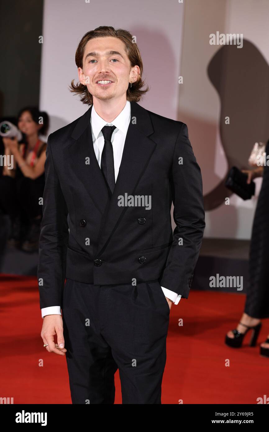 Austin Abrams attends the "Wolfs" red carpet during the 81st Venice ...