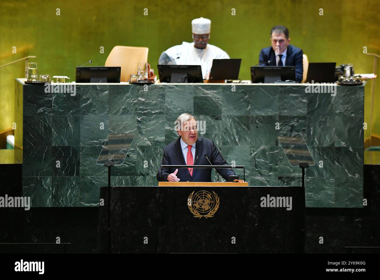 (240924) -- UNITED NATIONS, Sept. 24, 2024 (Xinhua) -- UN Secretary-General Antonio Guterres ...