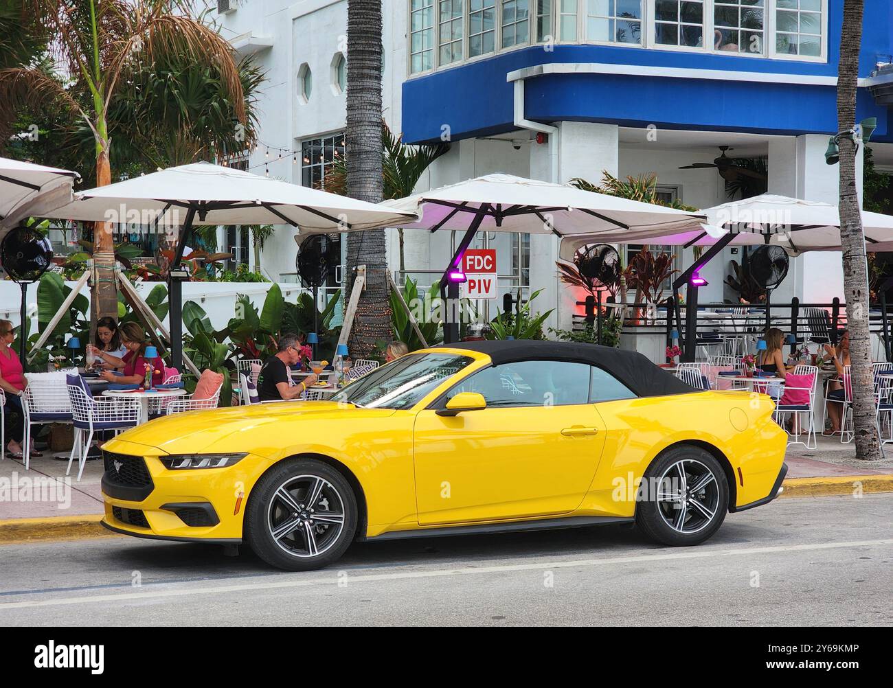 Miami Beach, Florida USA - June 5, 2024: Ford Mustang EcoBoost yellow ...