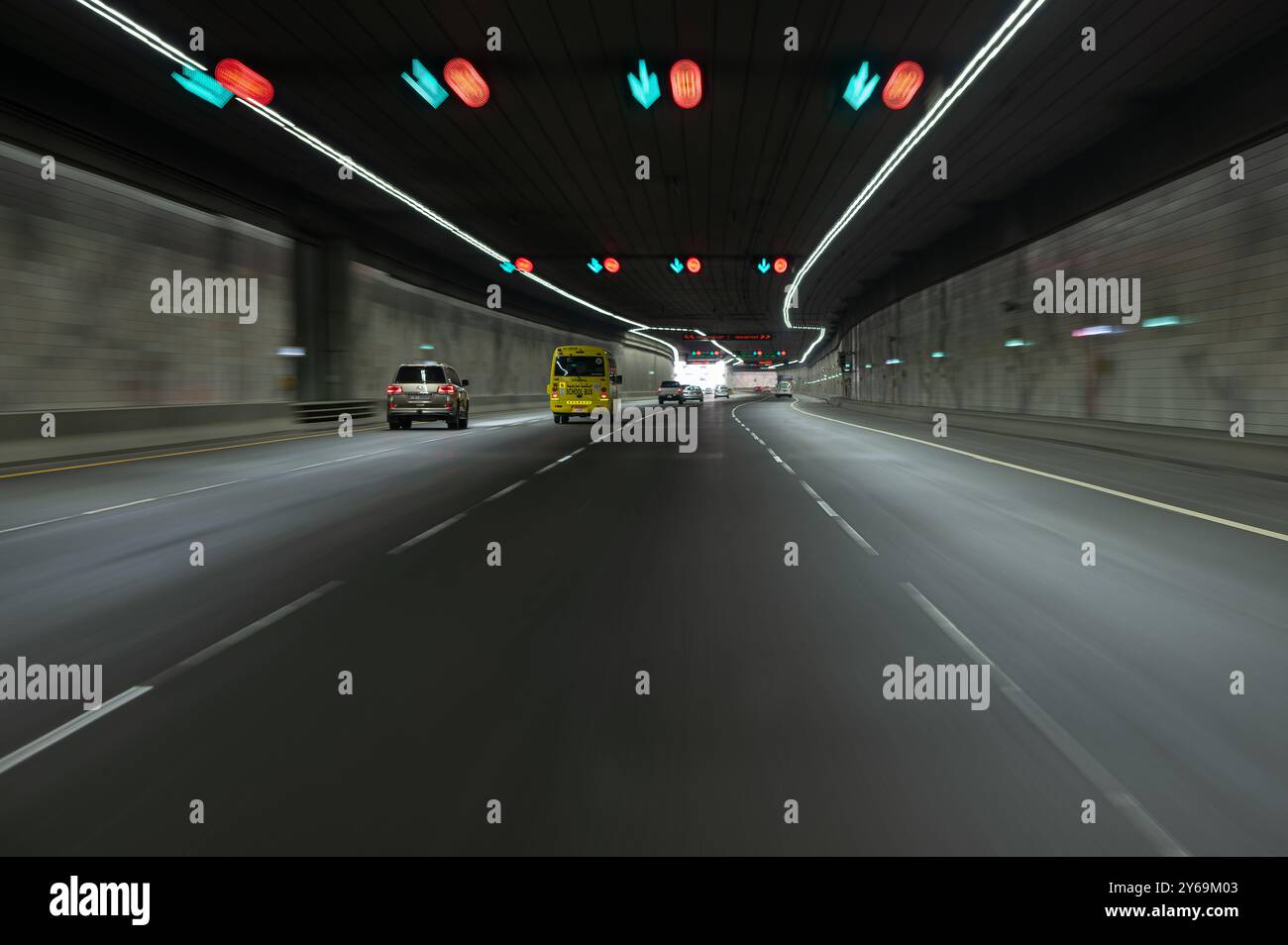 Abu Dhabi's Al Salam Street Tunnel, featuring motion-blurred traffic ...