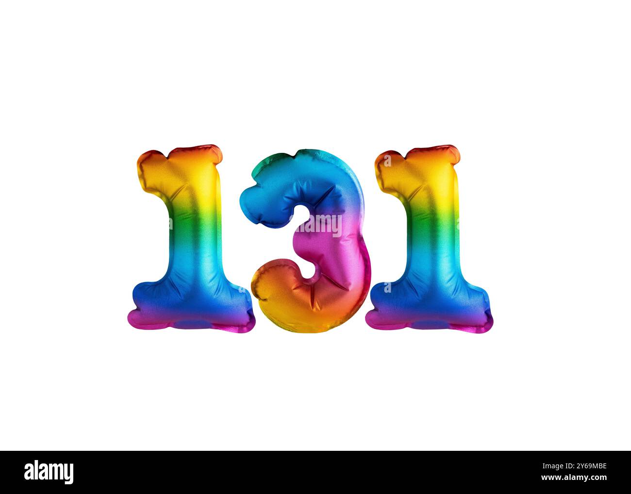 Multicolored balloon for number 131 celebration. Happy birthday on ...