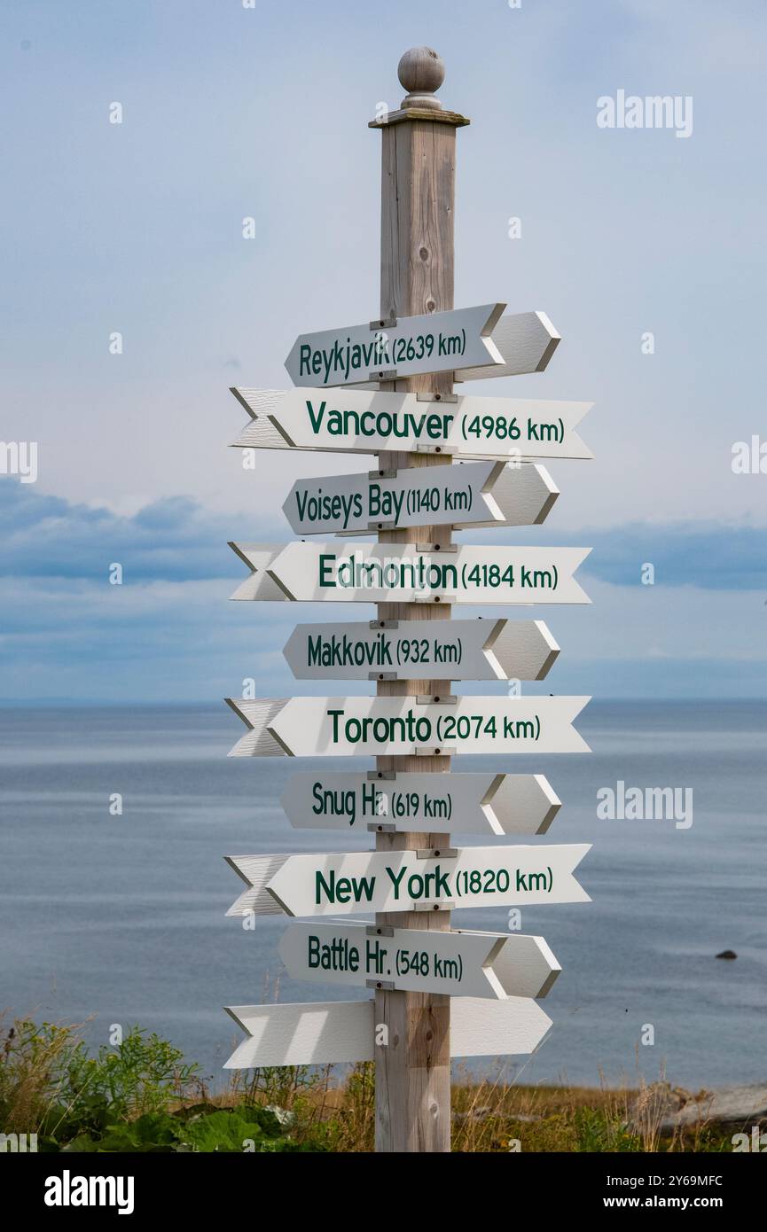 Directional signs to various cities from Green Point Lighthouse in Port ...