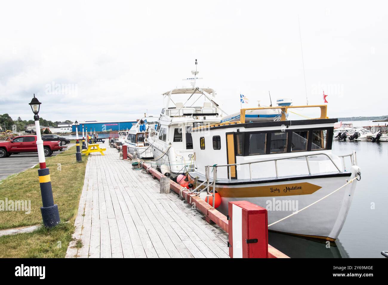 Fishing boats tied up at Veterans Quay on Water Street in Bay Roberts ...