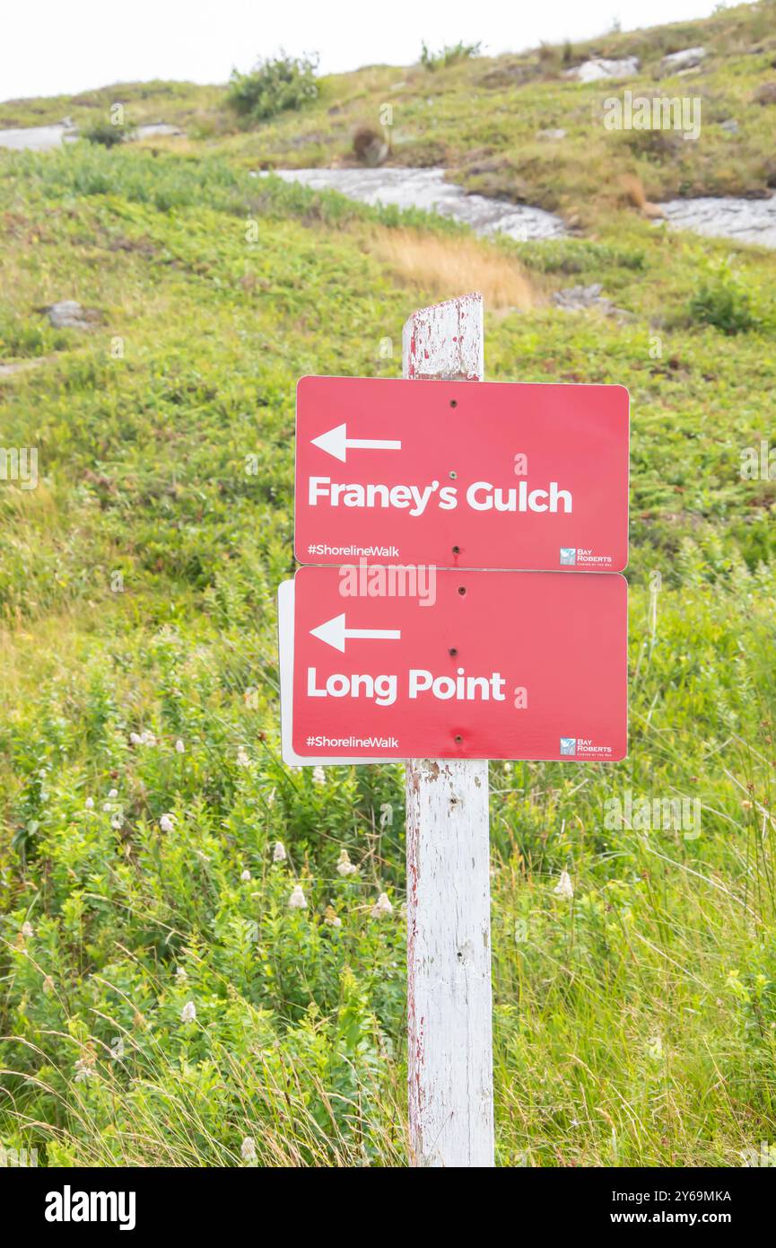 Directional signs to Franey's Gulch and Long Point on the hiking trail ...