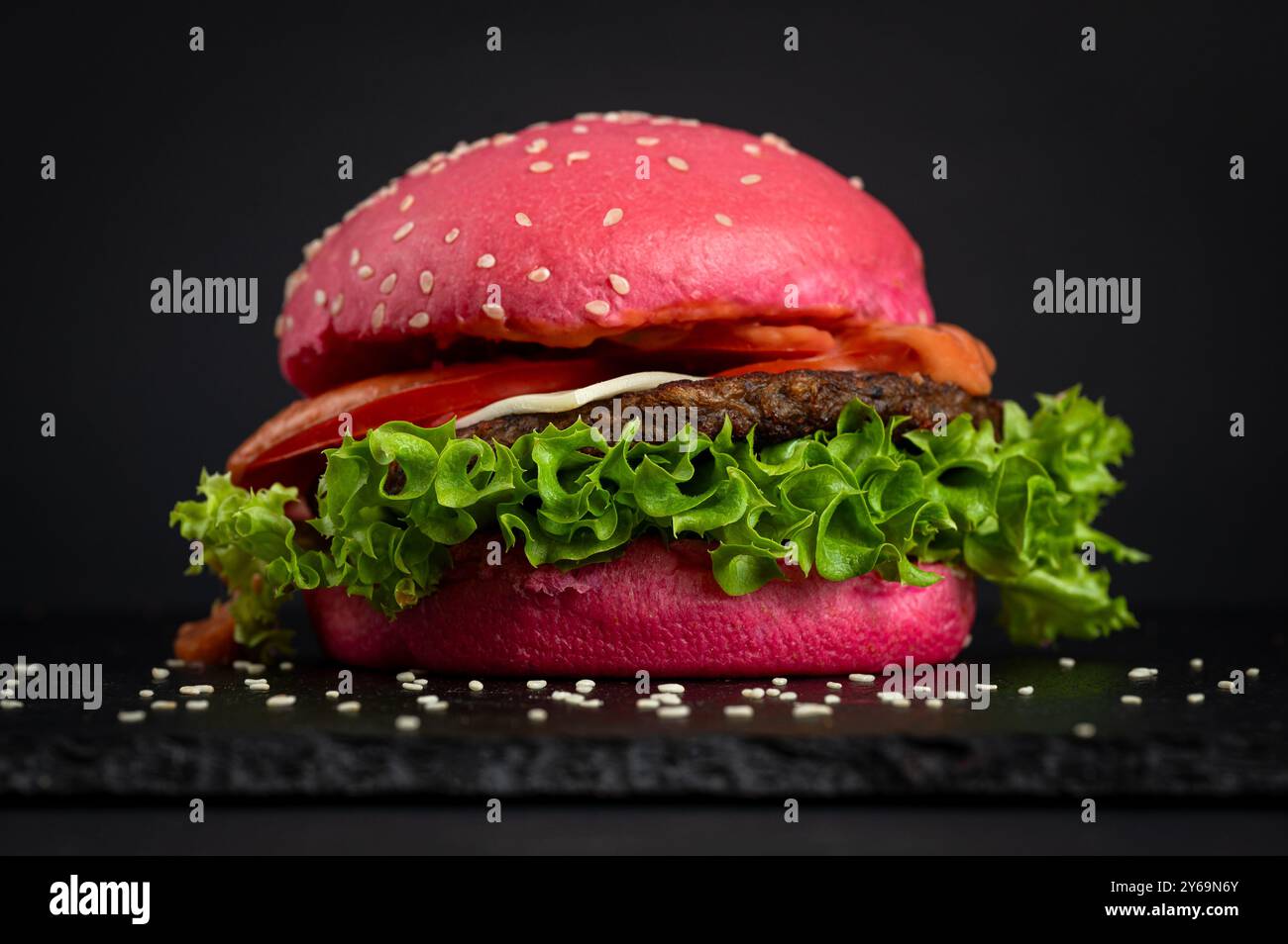 Pink Beef Burger Stock Photo - Alamy
