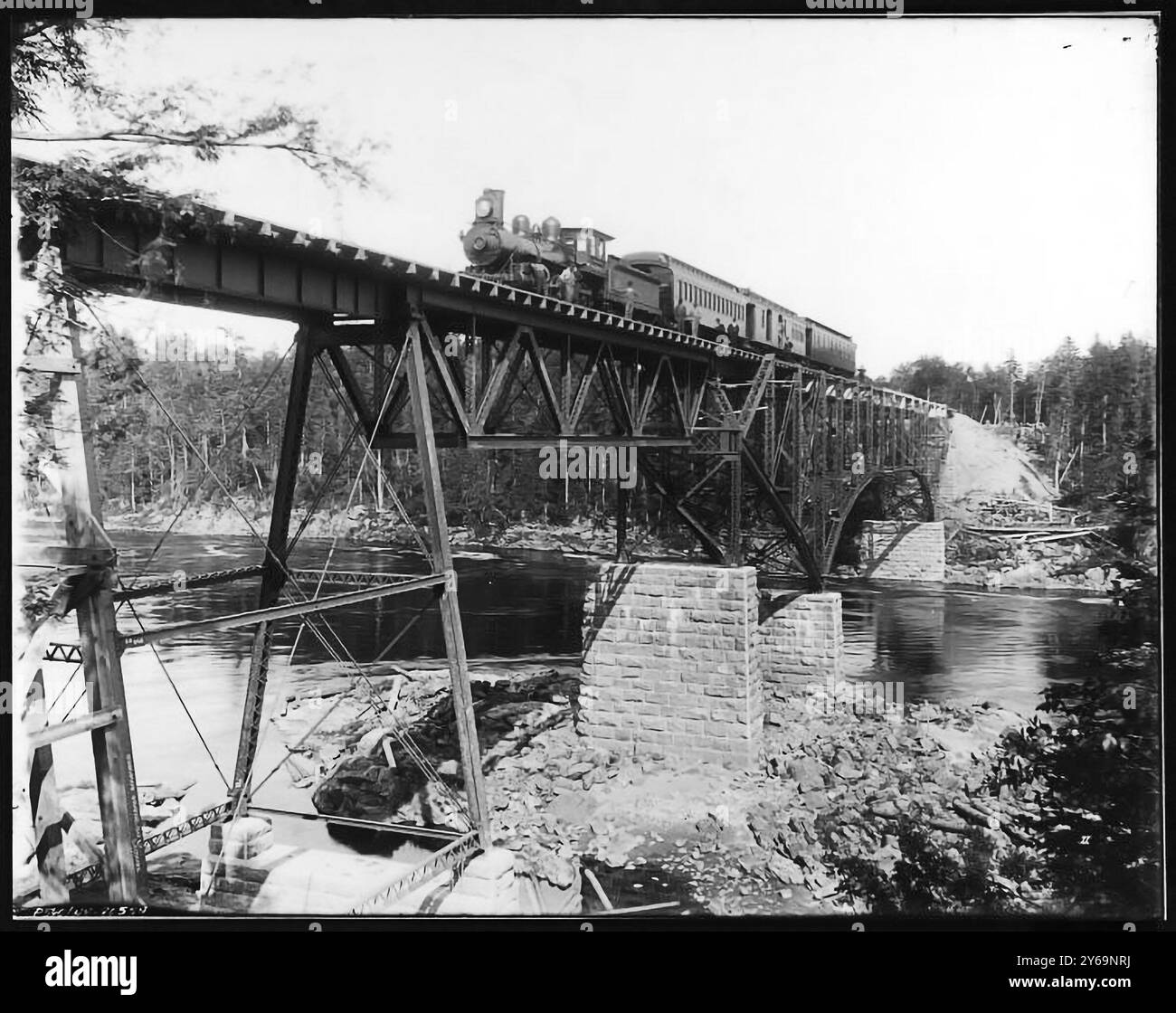Train on the Trois-Rivières bridge, circa 1880. Vintage Canadian ...