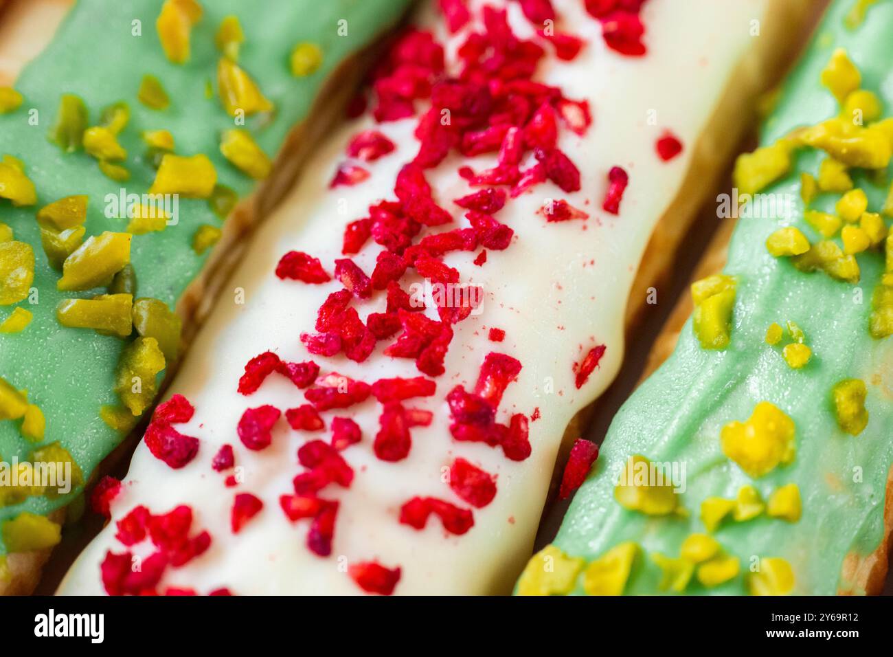 Wafer pastries.Assorted wafer rolls close-up.Wafer rolls with dried ...