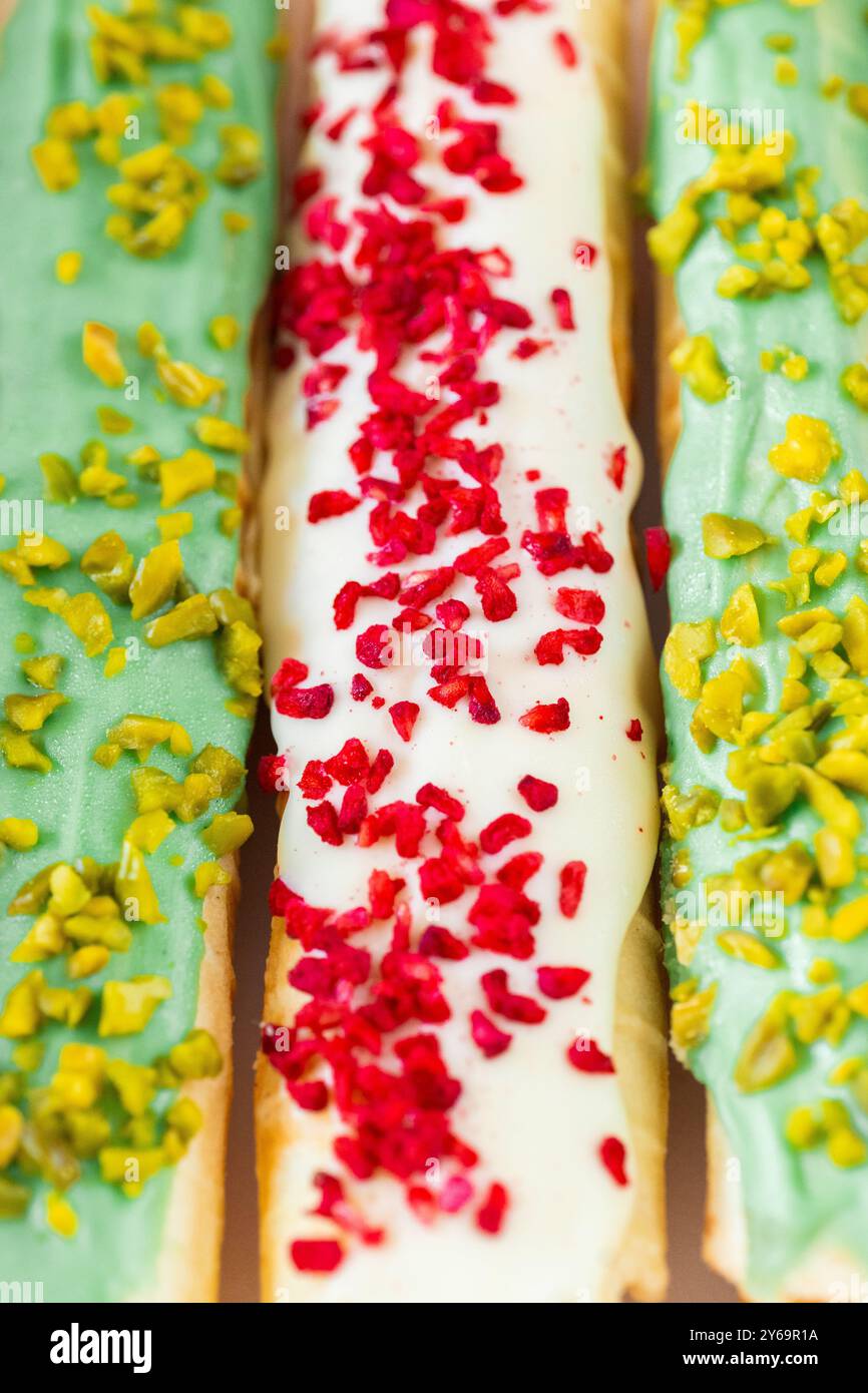 Assorted wafer rolls. Wafer pastries. Wafer rolls with dried ...