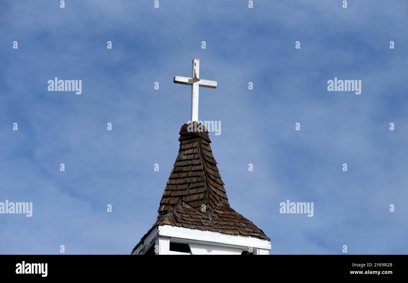 Steeple, of the San Antonito Catholic Mission, in New Mexico, is ...