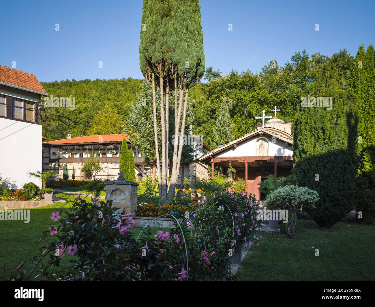 Panoramic view of Medieval Temski monastery Saint George, Pirot Region ...