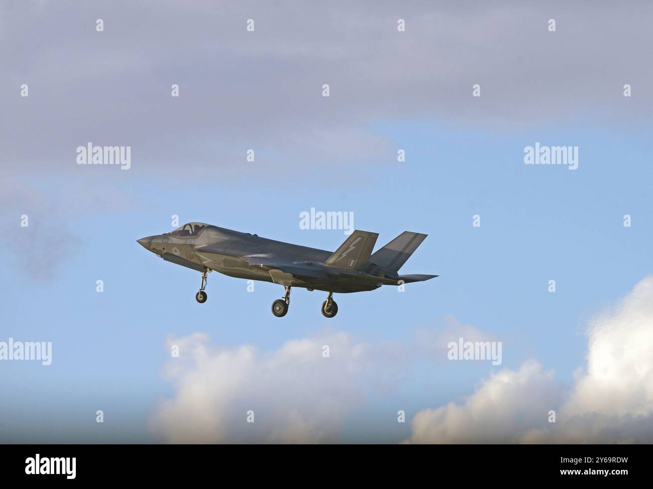 An F-35B, ZM147, from the Dambusters 617 Squadron, performing an ILS ...