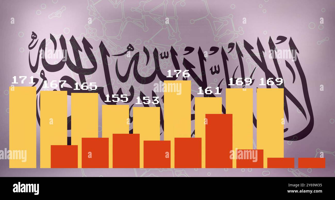 Bar chart image over Arabic calligraphy and abstract background Stock ...