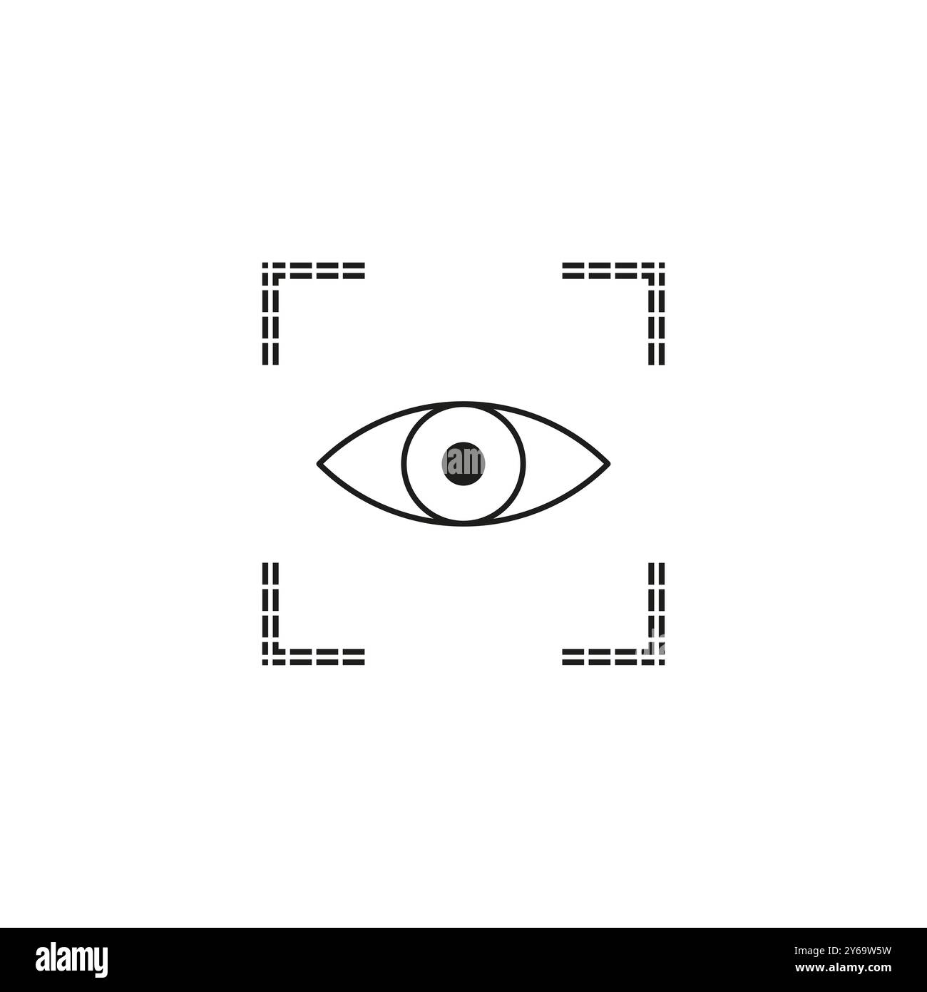 Eye inside focus frame icon. Vision tracking symbol. Minimalist ...