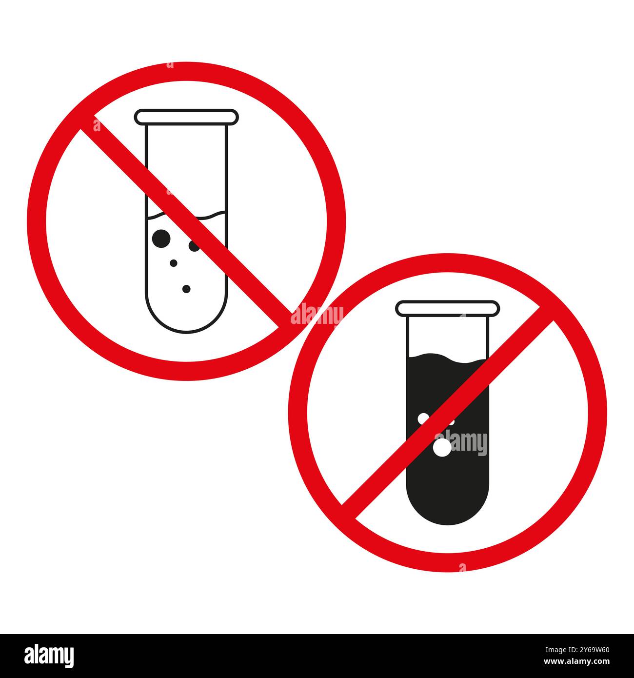 No chemical test tube icon. Laboratory prohibition symbol. Science ...