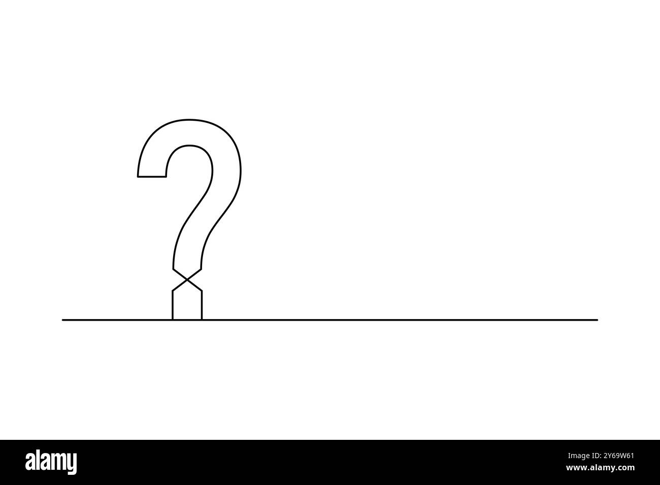 Question mark symbol resting on a horizontal line. Minimalist design ...