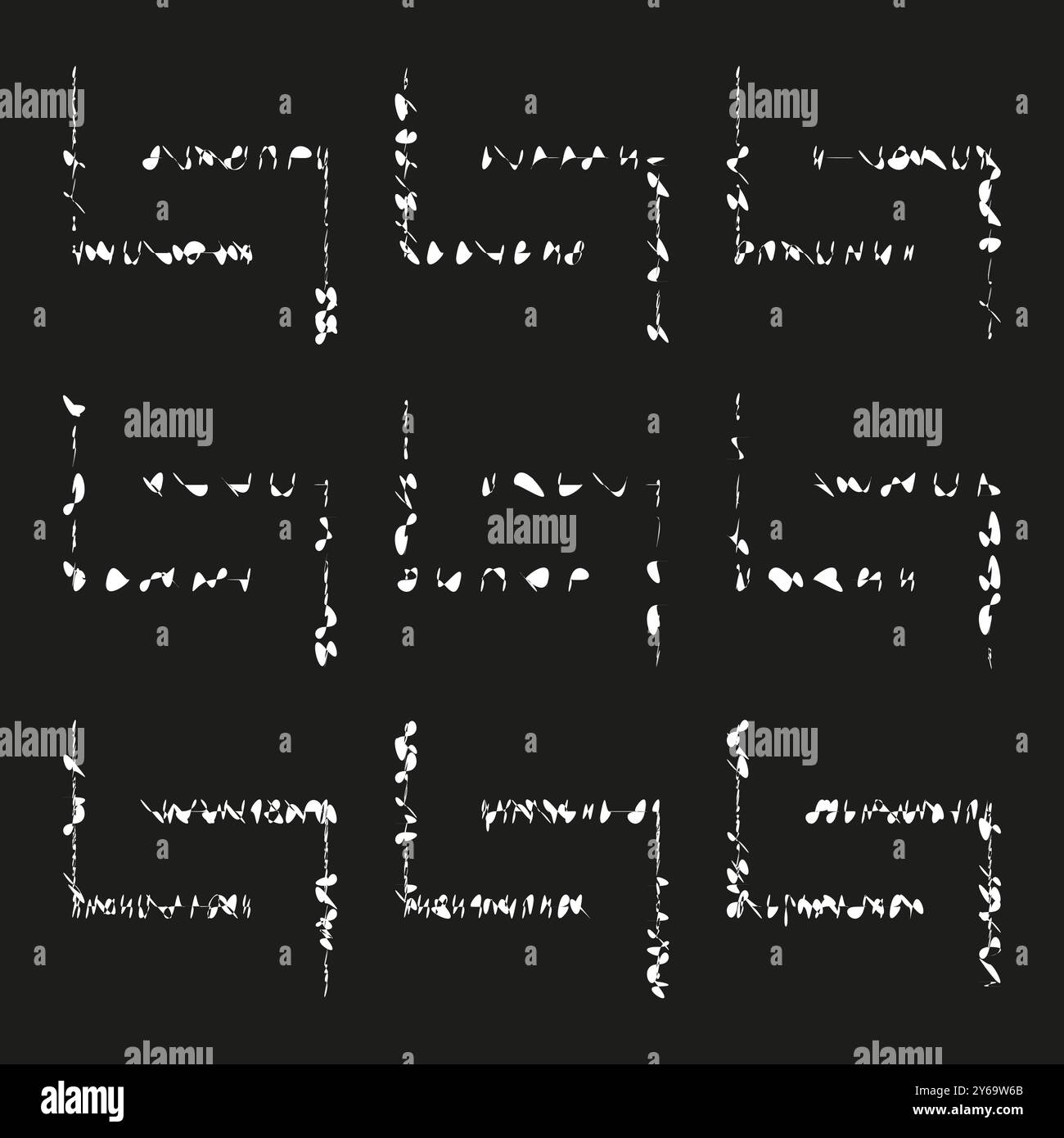 Abstract leaf border set. Delicate white foliage. Decorative corner ...