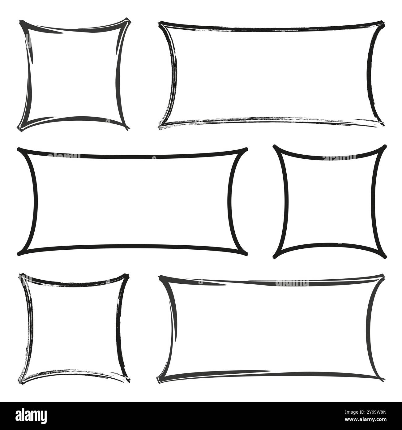 Hand drawn frame collection. Distressed rectangle shapes. Rough border ...