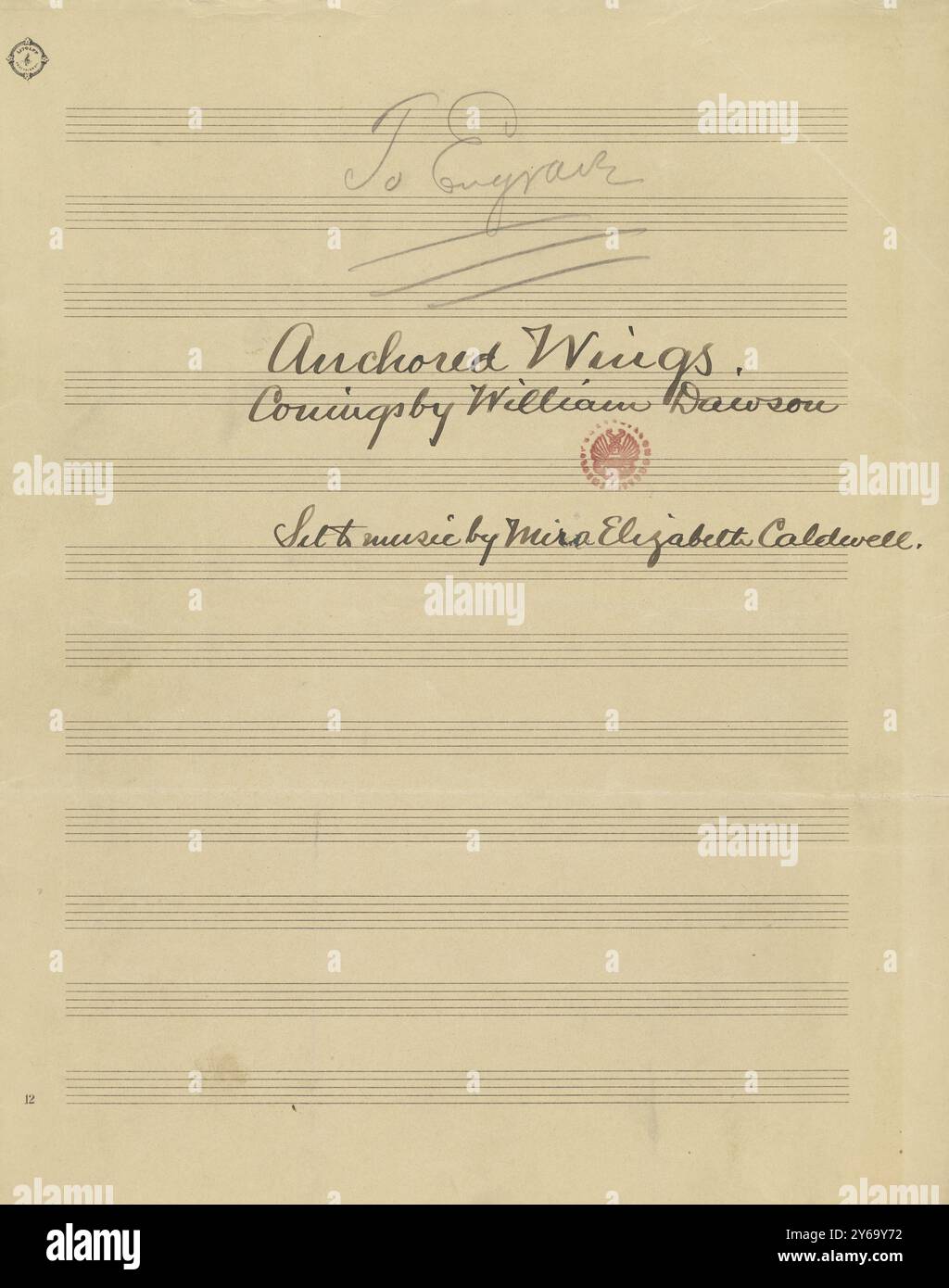 Music 1800-1900; Music Manuscripts; Caldwell, Mira Elizabeth. Anchored ...