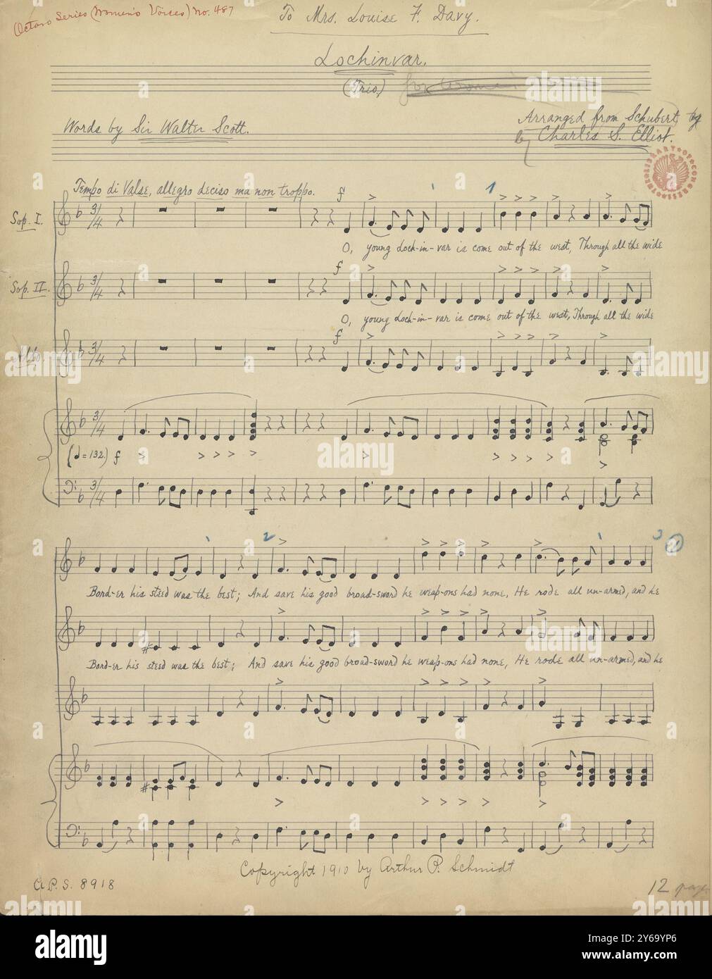 Music 1800-1900; Music Manuscripts; Elliot, Charles S., arranger ...