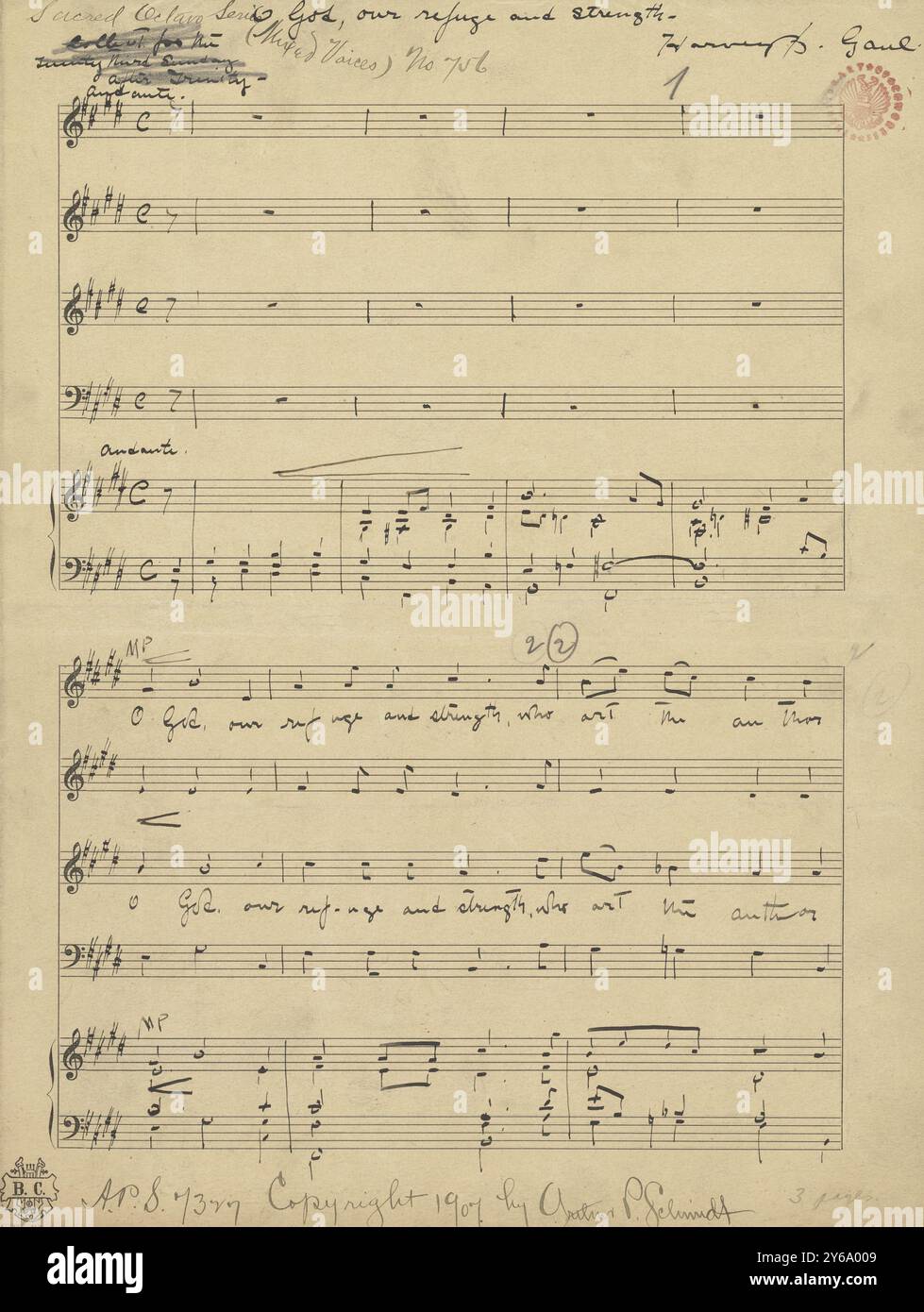 Music 1800-1900; Music Manuscripts; Gaul, Harvey B. O God, our refuge ...