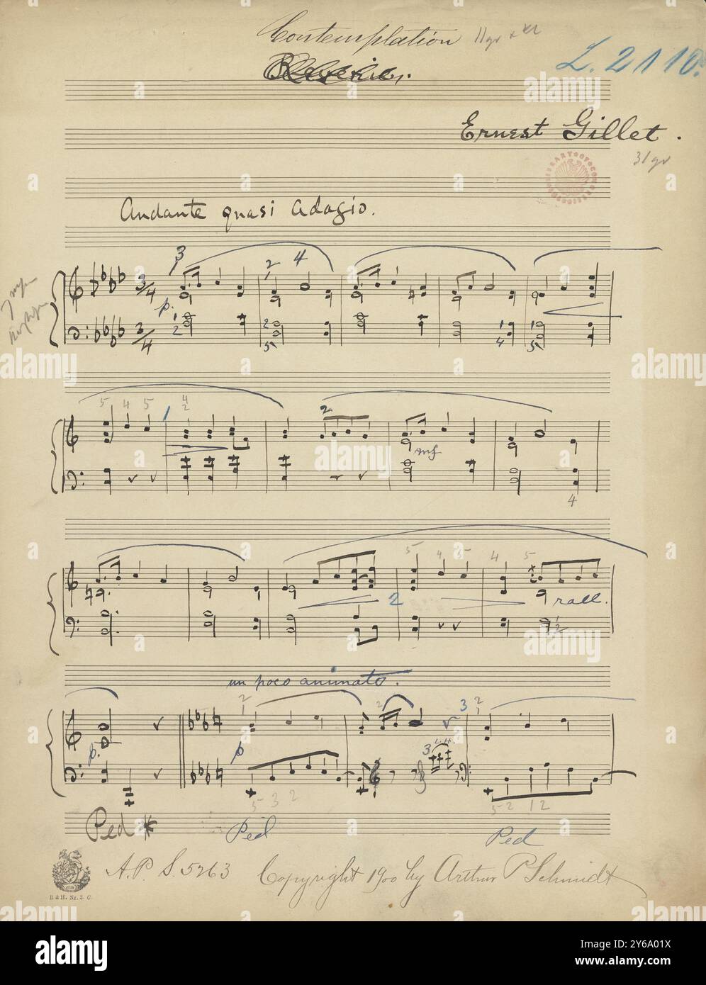 Music 1800-1900; Music Manuscripts; Gillet, Ernest. Miniatures. Second ...