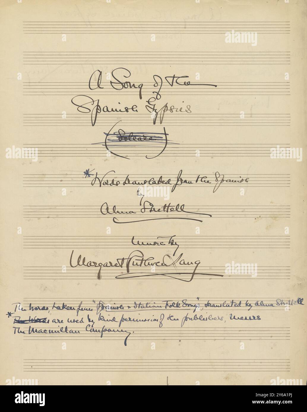 Music 1800-1900; Music Manuscripts; Lang, Margaret R. A song of the ...