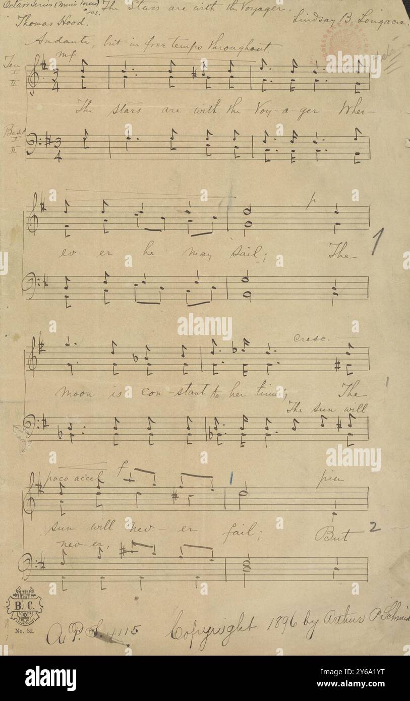 Music 1800-1900; Music Manuscripts; Longacre, L. B. The stairs are with ...