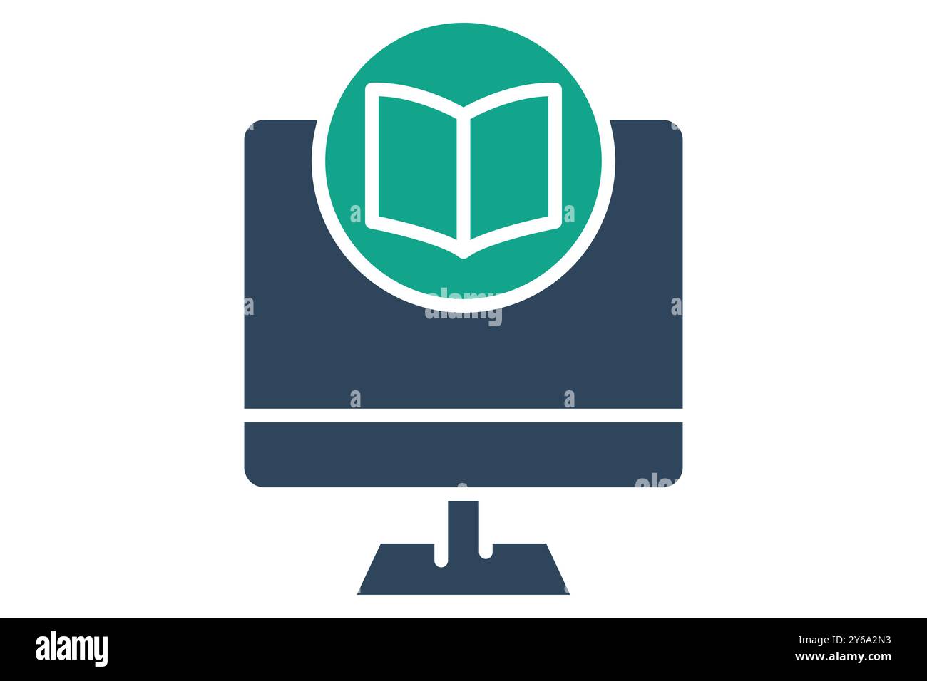 Elearning icon. solid icon style. monitor with open book. icon related ...
