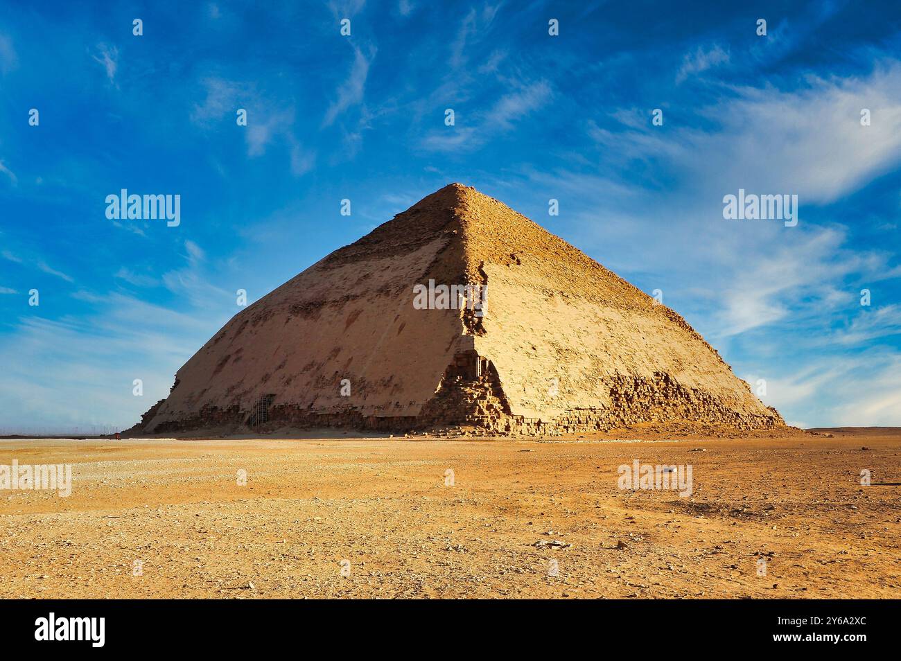 Bent Pyramid, built by the Pharoah Snefuru is the first example of a ...