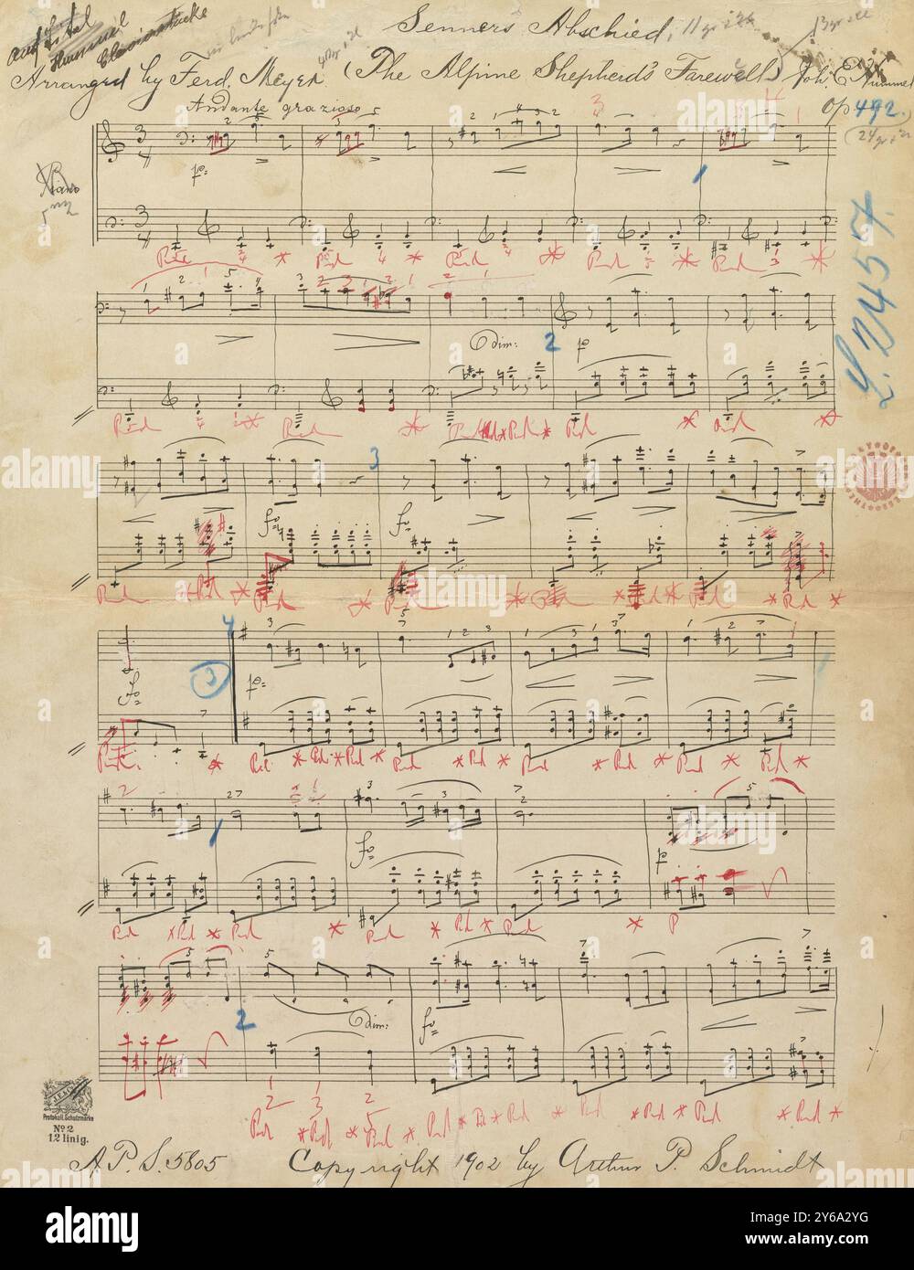Music 1800-1900; Music Manuscripts; Meyer, Ferdinand, arranger. Senners ...