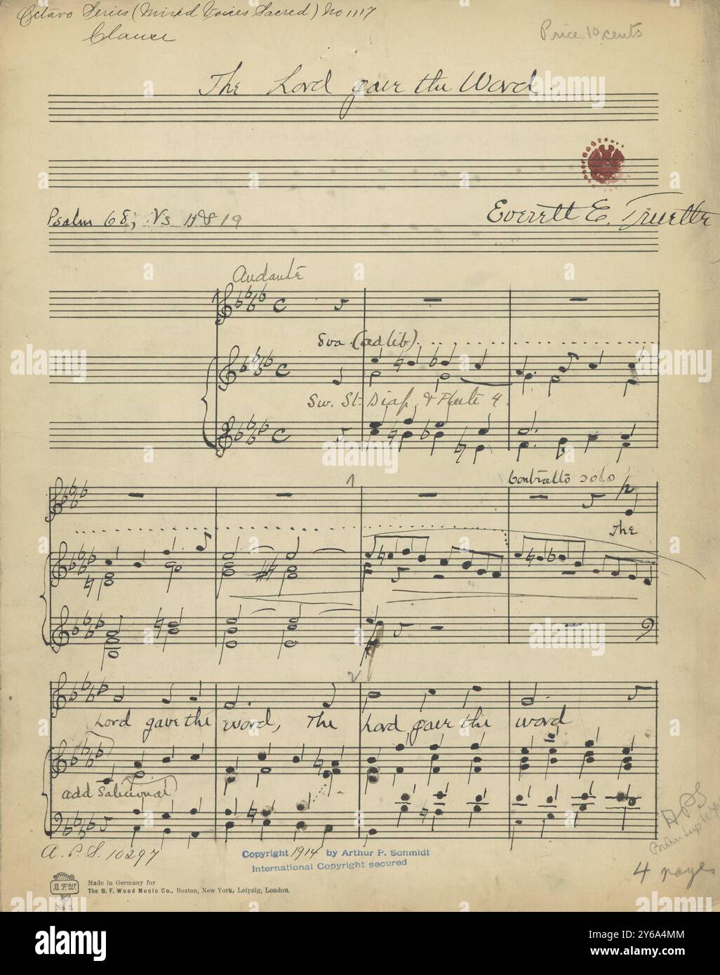 Music 1800-1900; Music Manuscripts; Truette, Everett E. The Lord gave ...