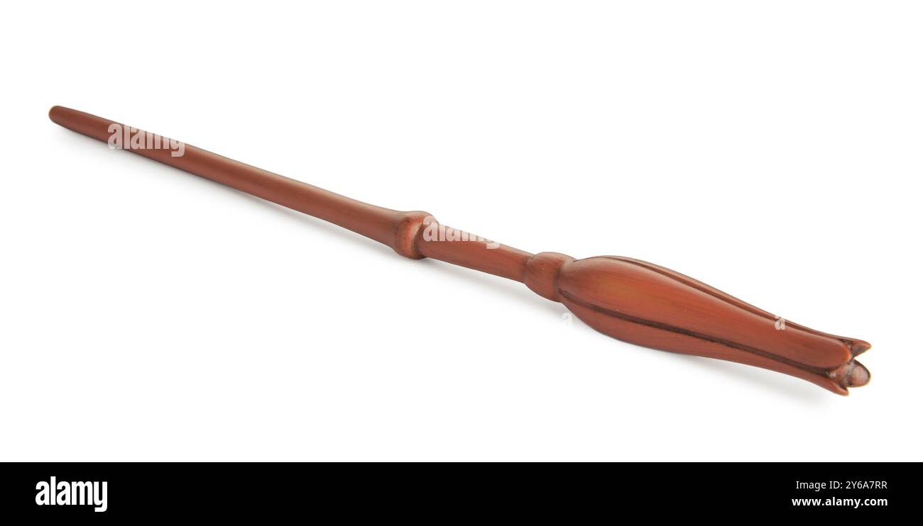 One wooden magic wand isolated on white Stock Photo - Alamy
