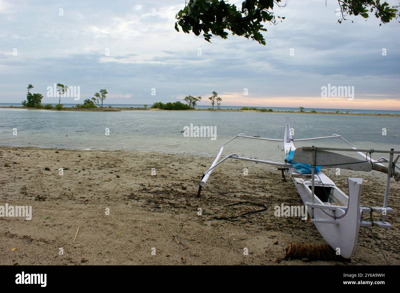 Sandeq, a traditional wooden boat on Palippi beach at Majene Indonesia ...