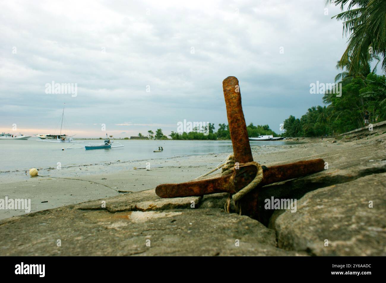 Sandeq, a traditional wooden boat on Palippi beach at Majene Indonesia ...