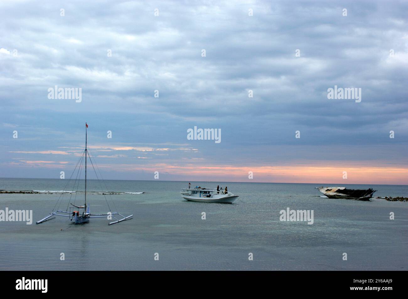 Sandeq, a traditional wooden boat on Palippi beach at Majene Indonesia ...
