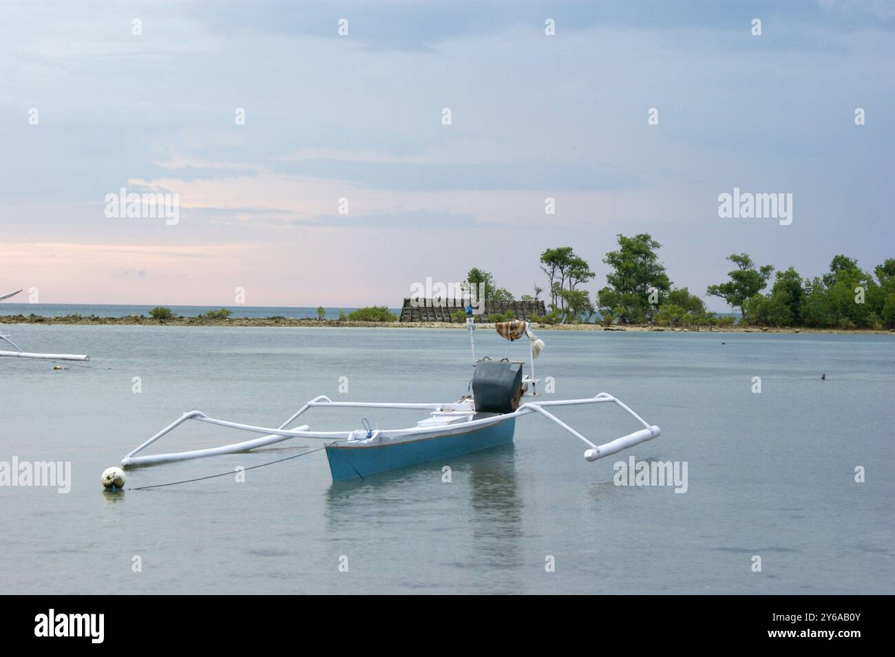 Sandeq, a traditional wooden boat on Palippi beach at Majene Indonesia ...