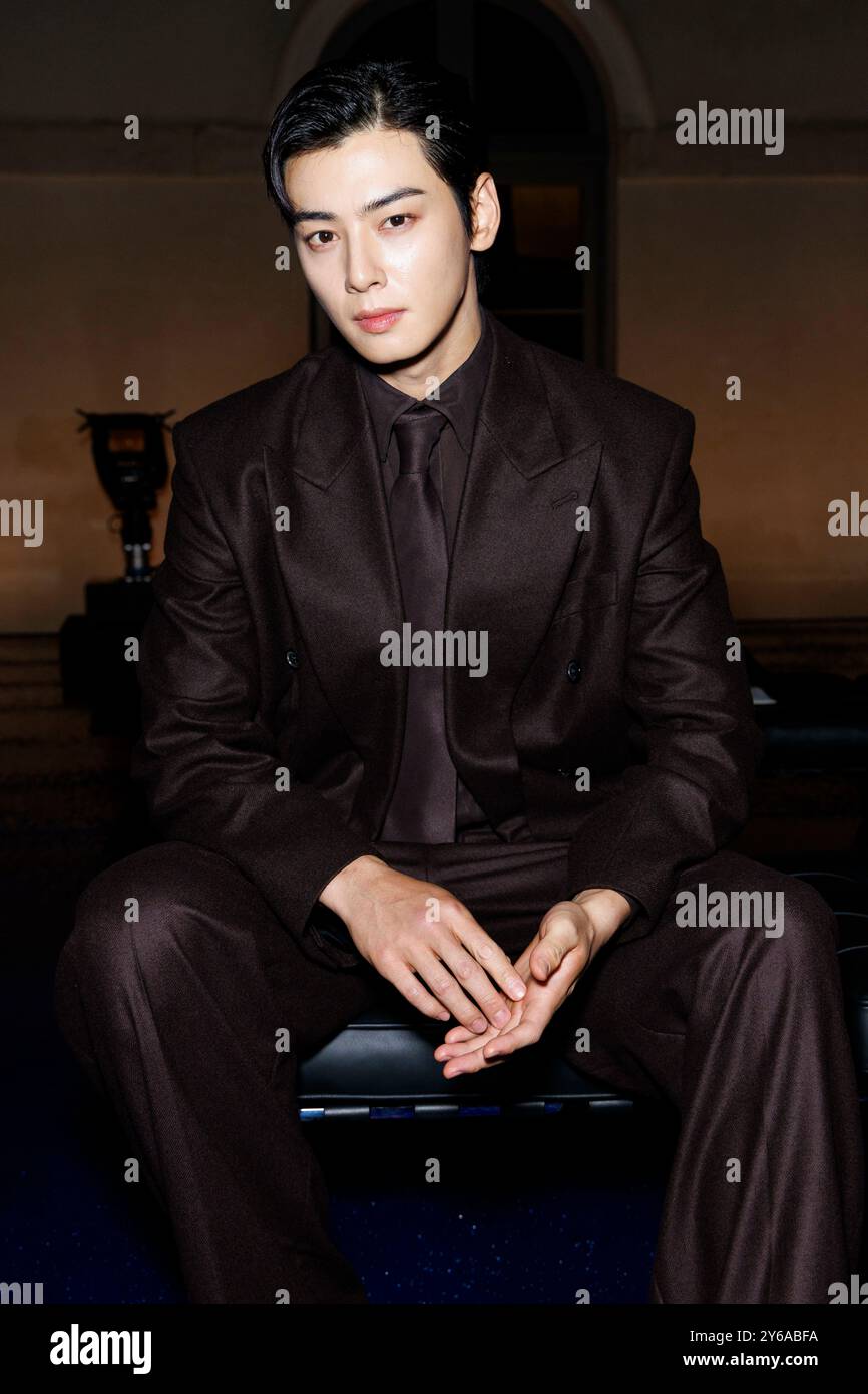 Paris, France. 24th Sep, 2024. Cha Eun-woo attends SAINT LAURENT Spring ...