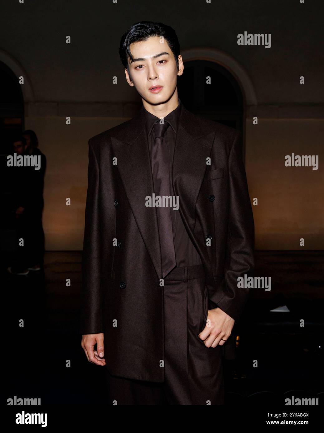 Paris, France. 24th Sep, 2024. Cha Eun-woo attends SAINT LAURENT Spring ...