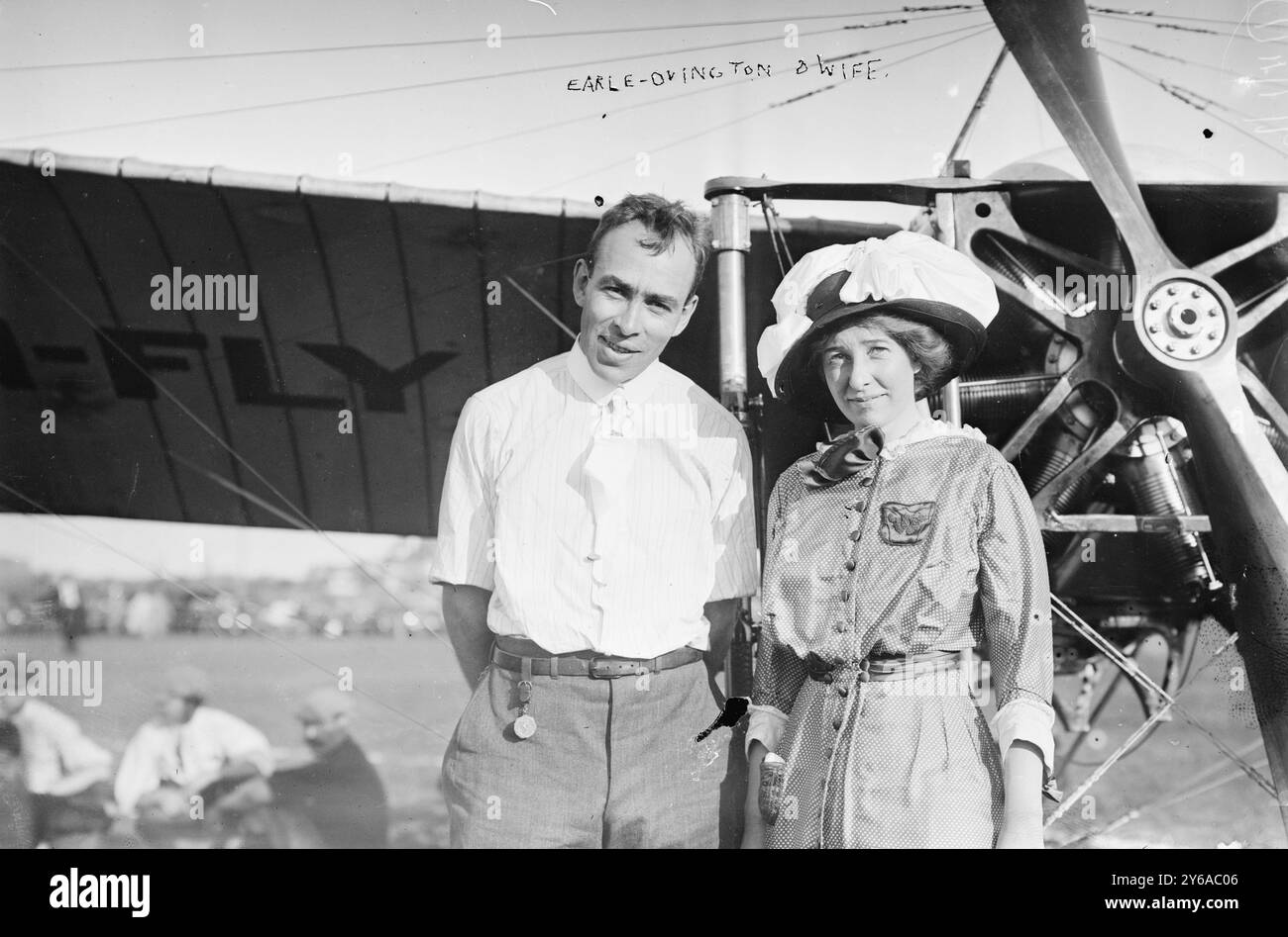 Earle Ovington & wife, Photograph shows aviator Earle Lewis Ovington ...