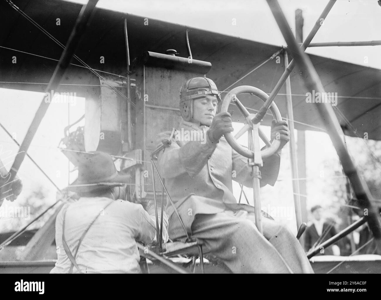 Ward, Photo shows aviator James J. Ward in his Curtiss Pusher biplane ...