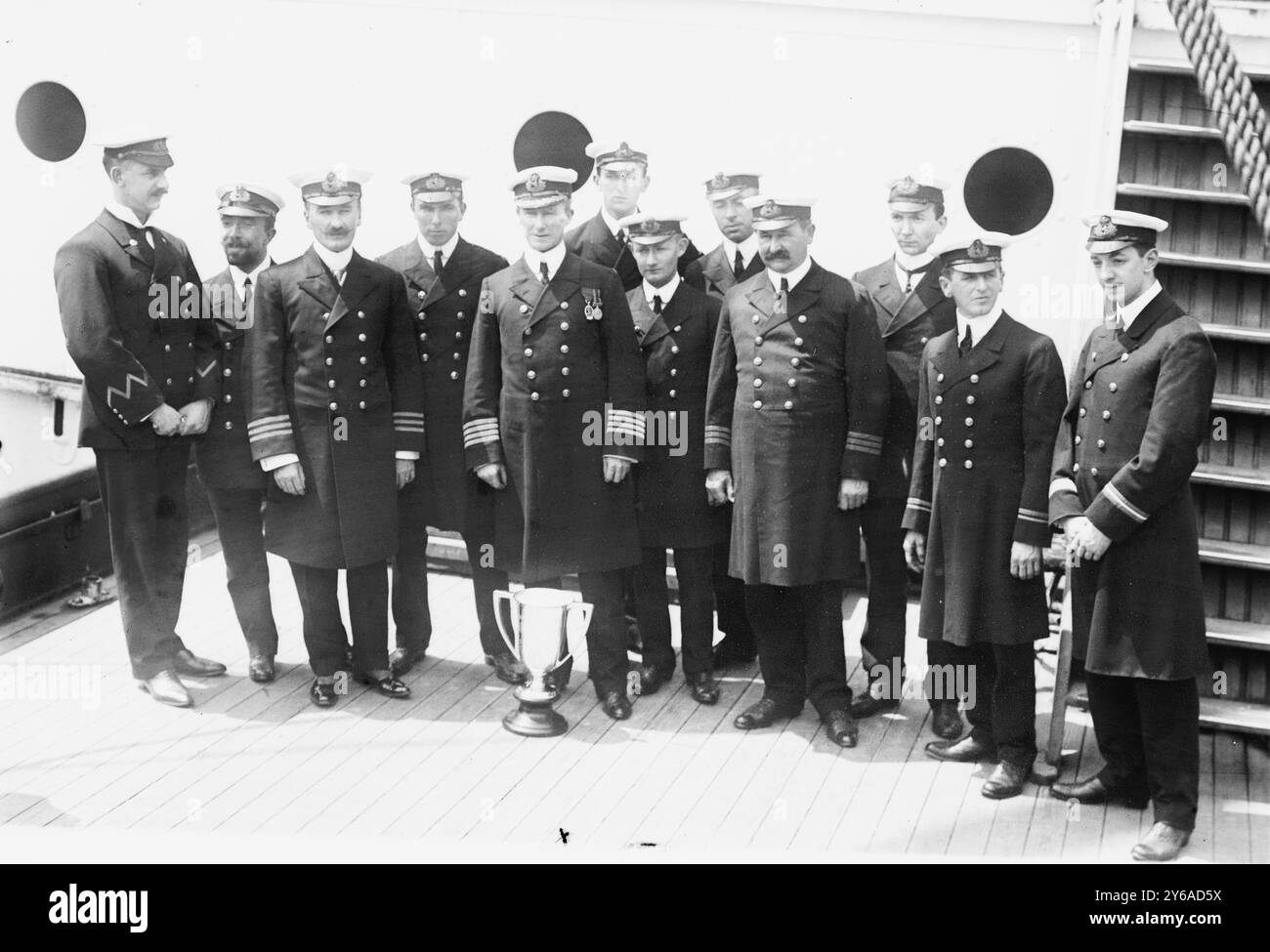 Capt. Rostron & under officers of CARPATHIA ship, Photo shows Captain ...