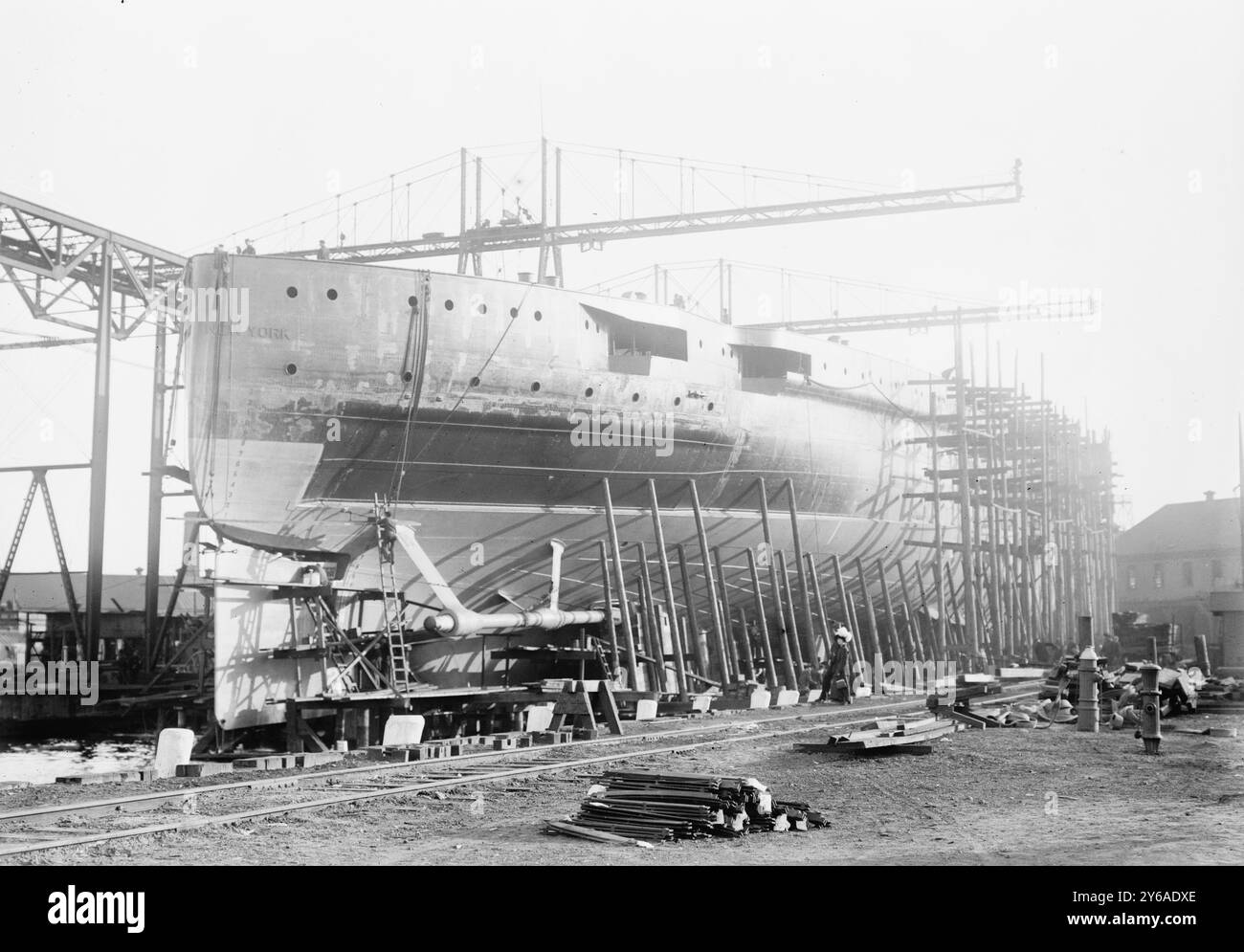 NEW YORK, Photo shows the construction of the USS New York at the New ...