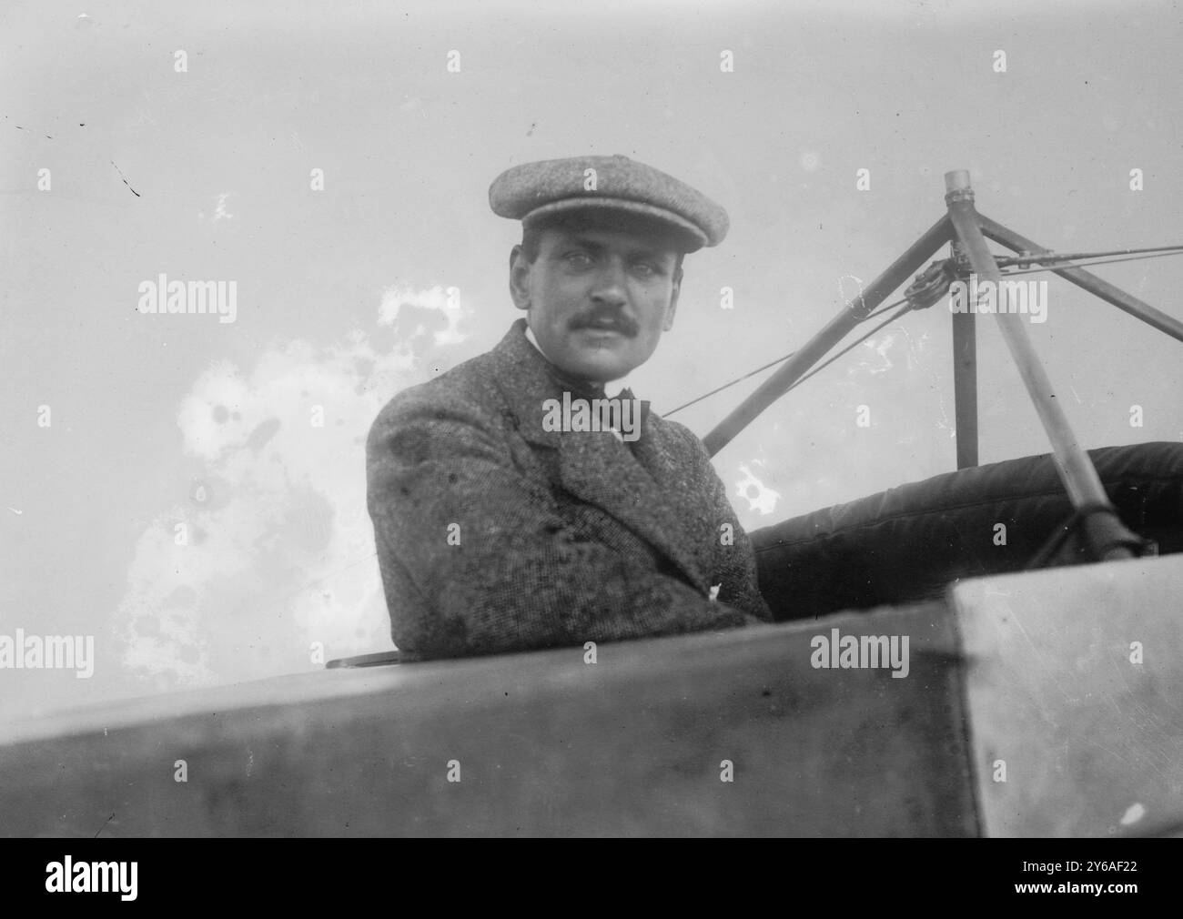 Frey, Photo shows French aviator, Andre Frey (1886-1912) posed in the ...