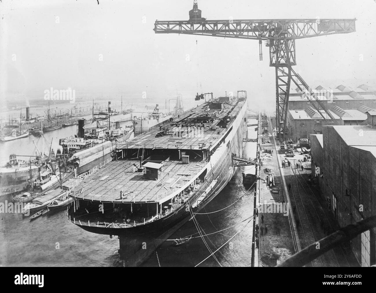 IMPERATOR, Photo shows the S.S. Imperator being built, an ocean liner ...