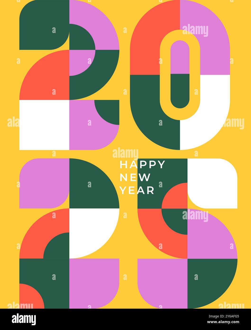 Happy new Year 2025 poster. Bright colorful numbers. Celebration, party ...
