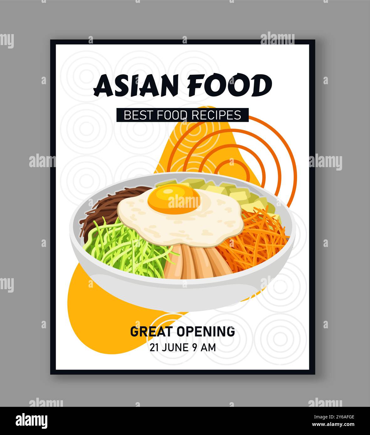 Asian food poster. Bowl with ramen and eggs. Traditional asian cuisine ...